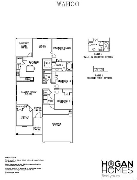 Floor Plans | Wahoo | Corpus Christi Home Builder | Hogan Homes